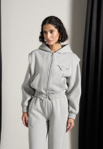 Éternelle Wide Shoulder Zip Through Hoodie - Grey | Manière De Voir