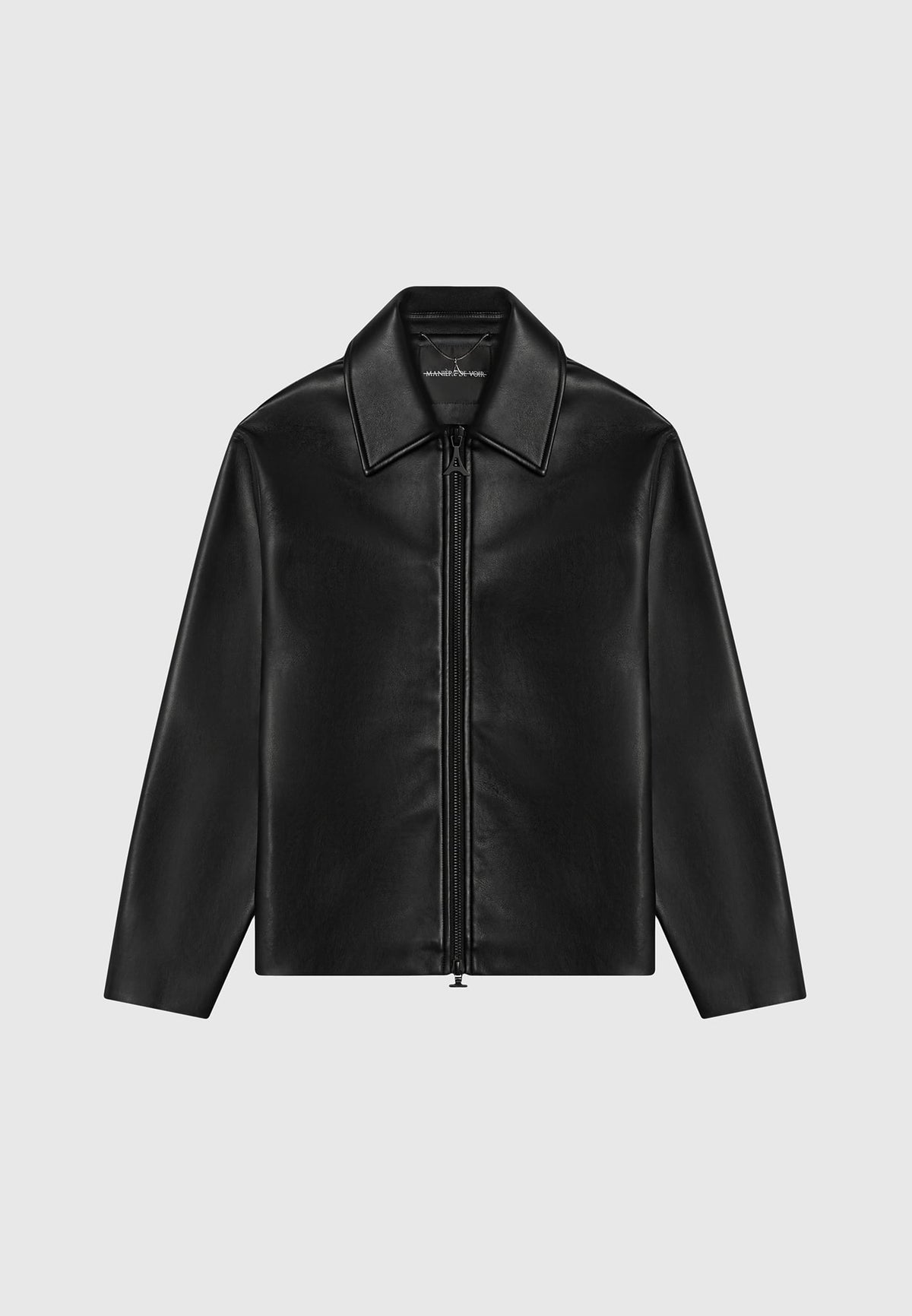 Vegan Leather Minimal Boxy Jacket - Black | Manière De Voir