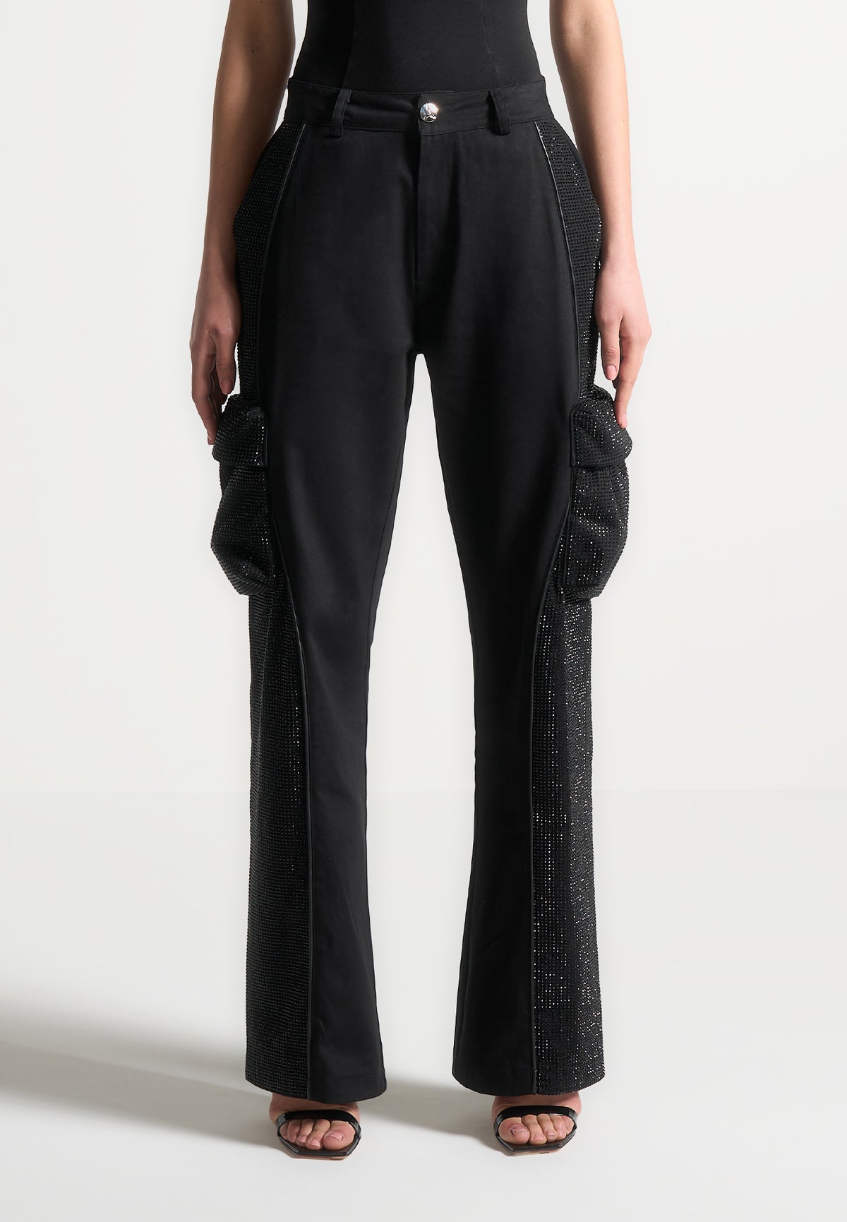 Rhinestone Contour Cargo Pants - Black | Manière De Voir