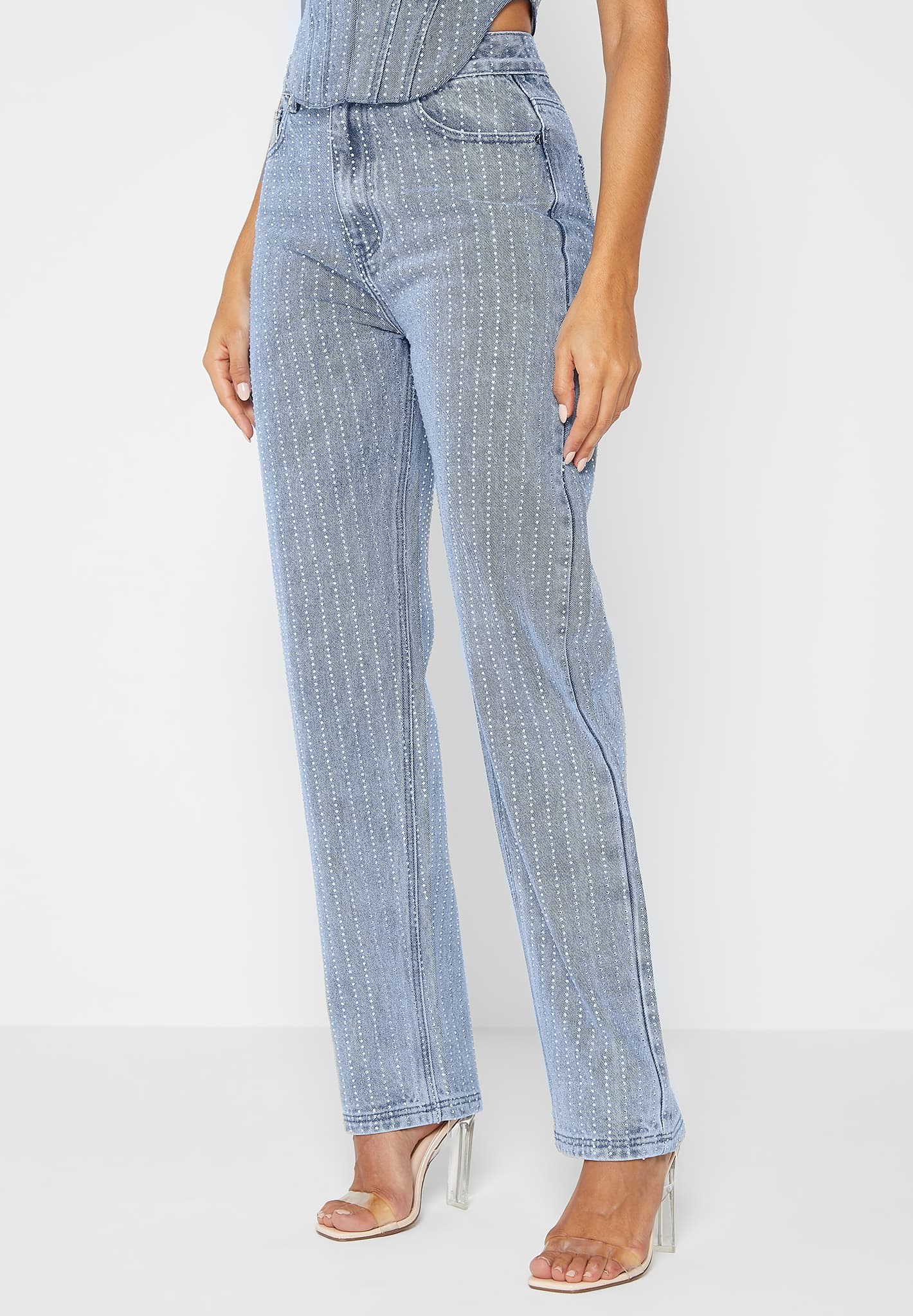 Rhinestone Mom Jeans - Mid Blue | Manière De Voir